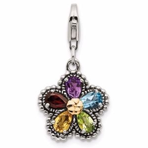 Jewelry | Multi Gemstone Flower Charm | Poshmark